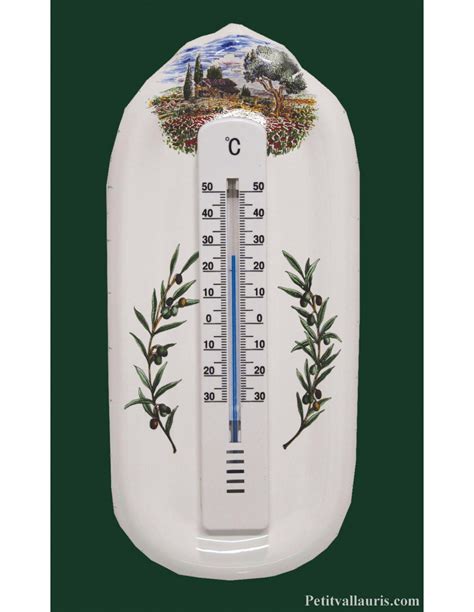 Thermomètre mural de tradition en céramique pour l intérieur décor oliviers