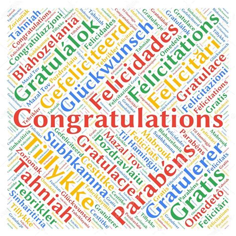 Congratulations In Different Languages Word Cloud Stock Photo