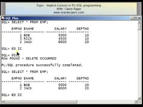 PL22 PL SQL Tutorial Implicit Cursors Hands On YouTube