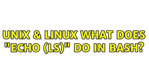 unix and linux what does echo ls do in bash 2 solutions youtube