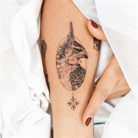 Micro Realistic Hawk Tattoo Located On The Inner
