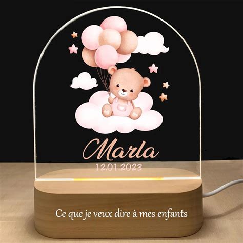 Veilleuse Bébé Personnalisé Lampe de Chevet LED Bébé Personnalisée