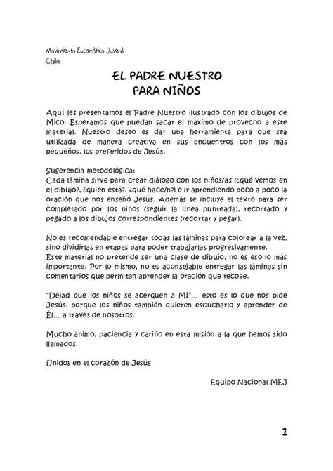 Explicacion Del Padre Nuestro Para Ni Os Imagui