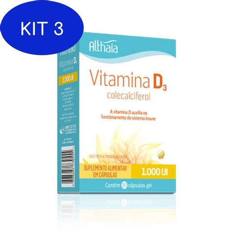 Kit 3 Vitamina D3 Colecalciferol 1000Ui 30 Cápsulas Althaia Submarino