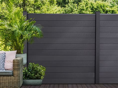Gartenzaun Sichtschutzzaun WPC Stecksystem Solid Anthrazitgrau