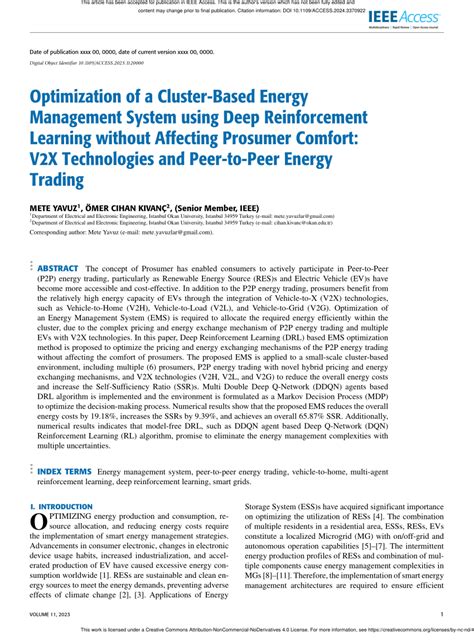 pdf optimization of a cluster based energy management system using deep reinforcement learning