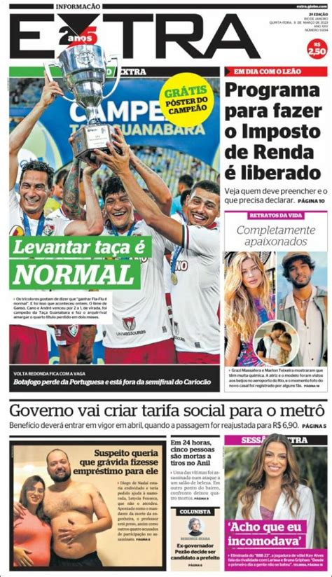 Journal Extra Brésil Les Unes des journaux de Brésil Toute la