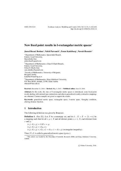 new fixed point results in b rectangular metric spaces zoran kadelburg