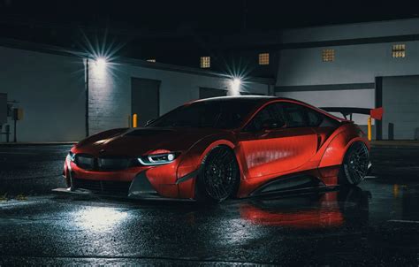 Обои Авто Ночь Машина Car Night Рендеринг BMW i8 Transport
