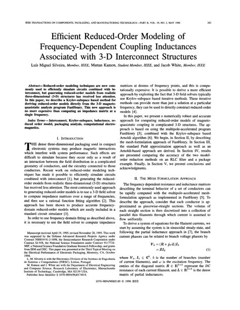 pdf efficient reduced order modeling of frequency dependent coupling inductances associated