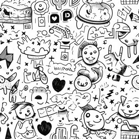 Patrones Enlosables Sin Fisuras De Garabatos De Dibujos Animados