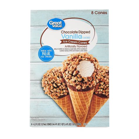 Great Value Chocolate Dipped Vanilla Flavored Ice Cream Cones 34 4 Oz