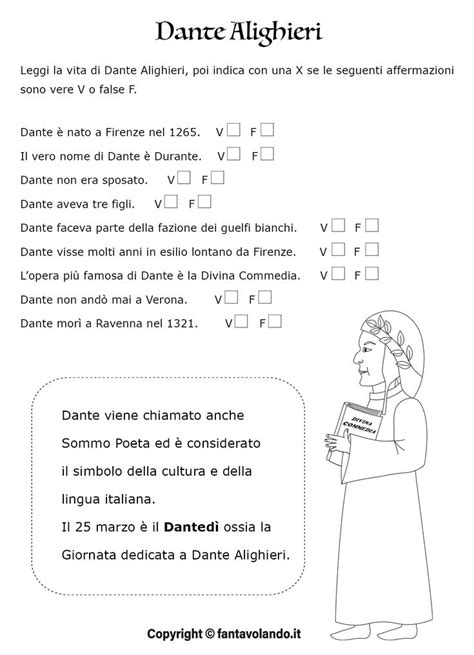 Dantedì 25 marzo Dante Alighieri Fantavolando Schede didattiche