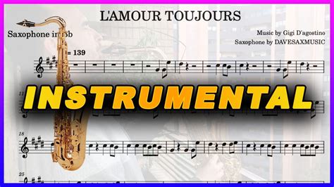 L Amour Toujours Gigi D Agostino Bb TENOR Saxophone Sheet Music