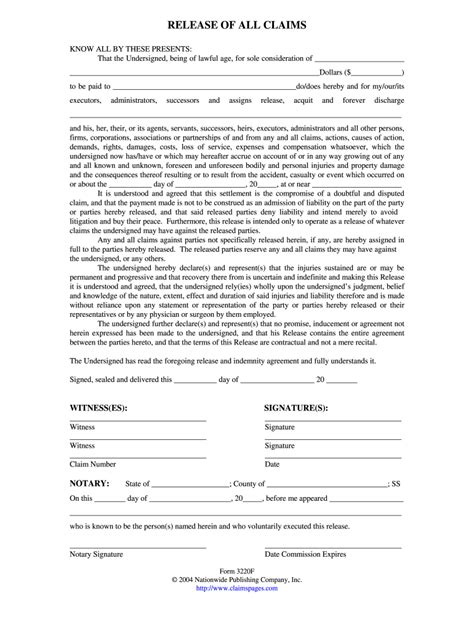 Release Of All Claims Fill Online Printable Fillable Blank PdfFiller