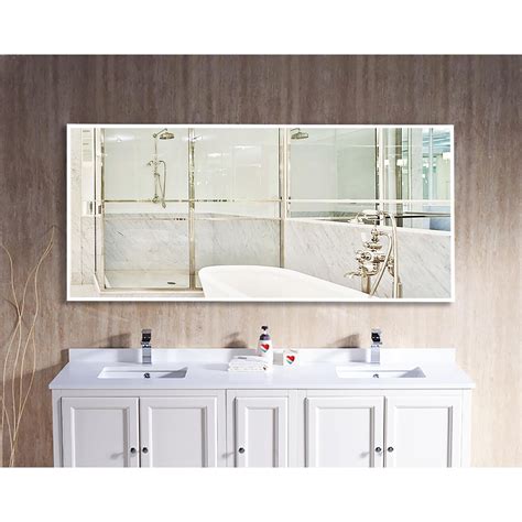 Large White Framed Bathroom Mirror Semis Online