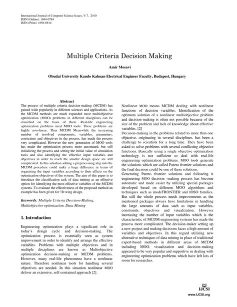 pdf multiple criteria decision making
