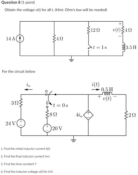 Solved Consider The Circuit Below Find The Time Constant T Chegg