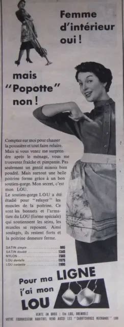 PUBLICITÉ DE PRESSE 1956 Pour Ma Ligne J ai Mon Soutiien Gorge Lou