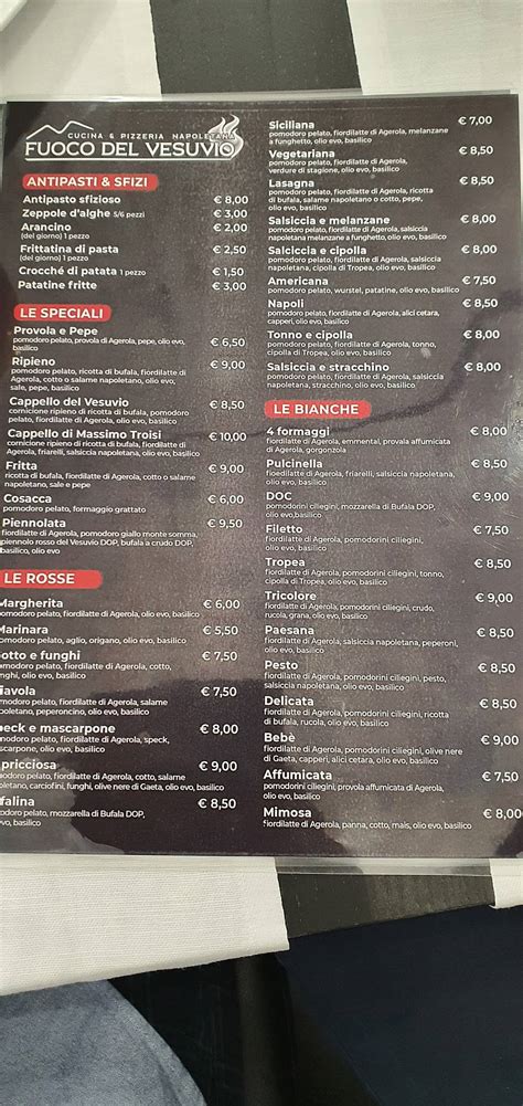Speisekarte Von Fuoco Del Vesuvio Restaurant Livorno