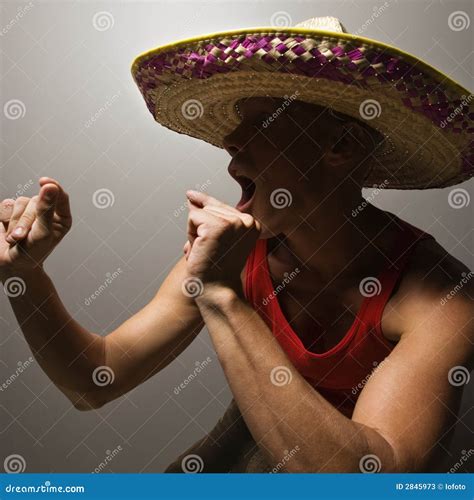 Dancing Man Wearing Sombrero Stock Image Image Of Person
