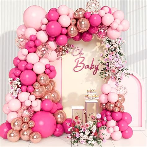 Temu Pcs Pink Balloon Garland Arch Kit Wedding Decor Birthday