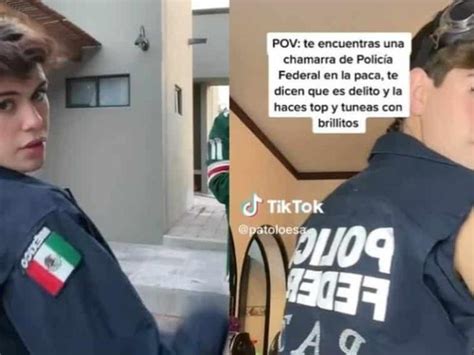 Tiktoker modela uniforme de la Policía Federal
