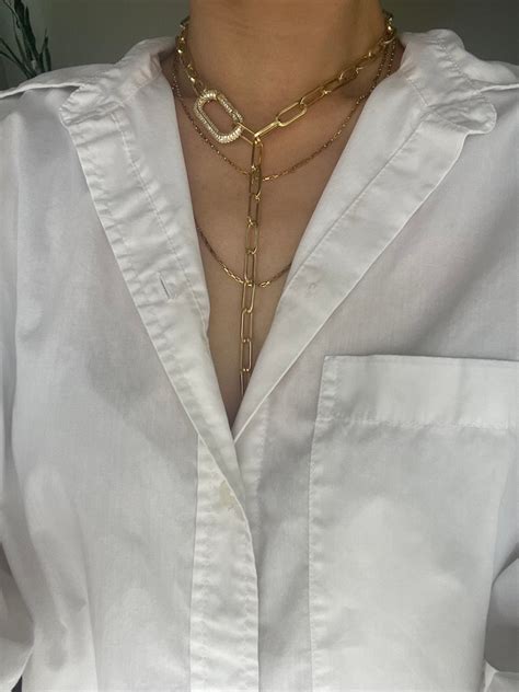 Chunky Paperclip Lariat Statement Lariat Multi Way Necklace Link