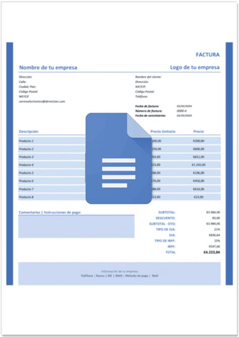 Plantillas De Factura En Google Docs Descarga GRATIS Quipu