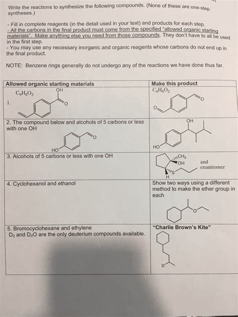 OneClass Write The Reactions To Synthesize The Following Compounds