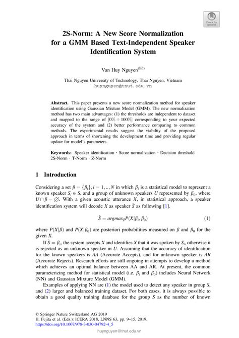 pdf 2s norm a new score normalization for a gmm based text independent speaker identification