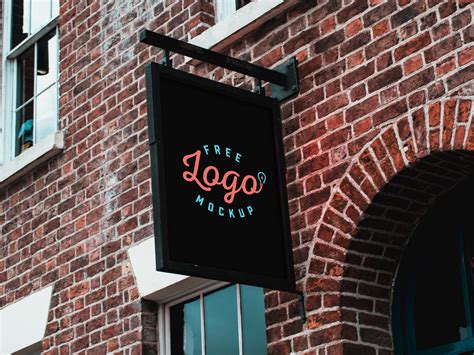 Free Rectangle Shape Wall Mounted Signage Mockup PSD Designbolts