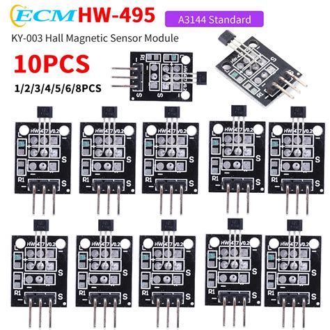 1 10PCS KY 003 A3144 Standard Hall Magnetic Sensor Module Work With