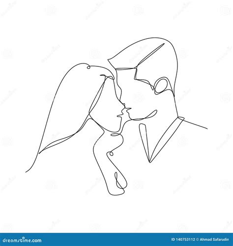 Couple In Love With Continuous One Line Drawing Vector Illustration Stock Vector Illustration