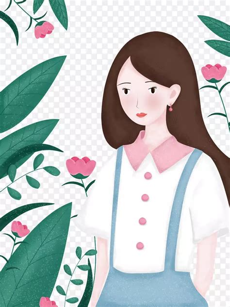 免抠卡通手绘站在花丛里的女孩PNG图片素材下载 图片编号7264776 PNG素材网