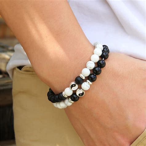 Paare liebhaber armbänder Weiß und schwarz perlen armband frauen männer