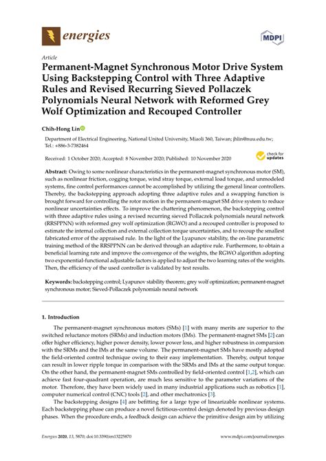 pdf permanent magnet synchronous motor drive system using backstepping control with three