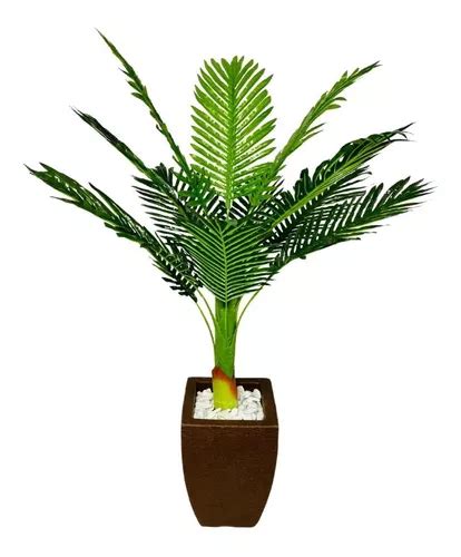Kit Planta Artificial Coqueiro Vaso Marrom Metro