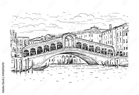 Hand Drawn Sketch Vector Illustration Of Venice Italy Drawing Of