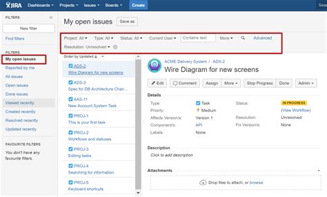 jira dashboards filter search criteria test management