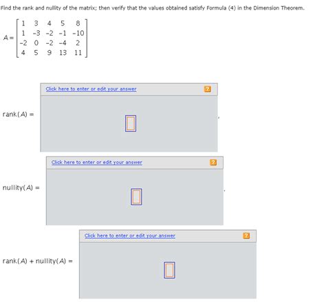 Solved Find The Rank And Nullity Of The Matrix Then Verify Chegg