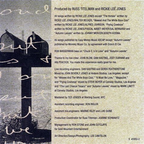Rickie Lee Jones Official Website Naked Songs