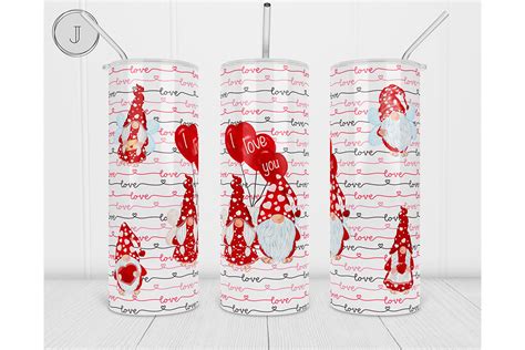 20oz Valentine Tumbler Gnomes Love Wrap Graphic By Join29design