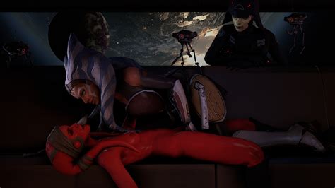 Rule 34 2019 3girls Ahsoka Tano Audience Blue Eyes Breasts Clothed Clothing Darth Syanna
