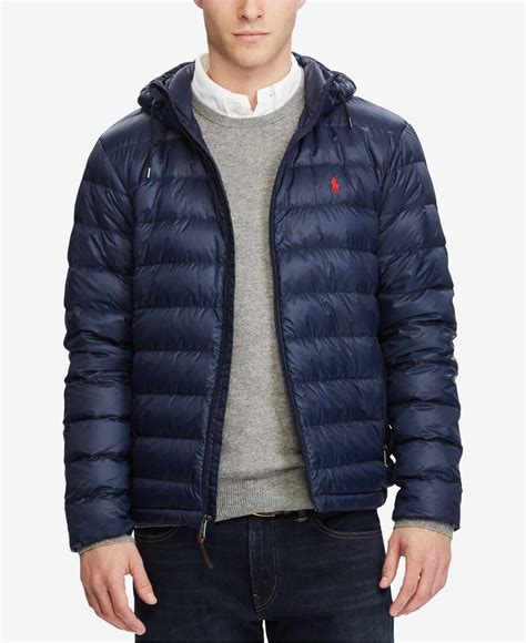 Polo Ralph Lauren Leather Men S Packable Down Jacket In Blue For Men Lyst