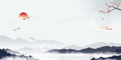 水墨意境中国风山水云雾背景背景图片素材免费下载 熊猫办公