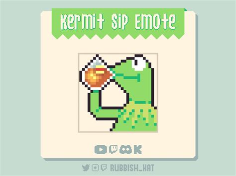 Kermit Sips Tea Tea Sip Pixel Art Meme Emote Ready To Use On Twitch
