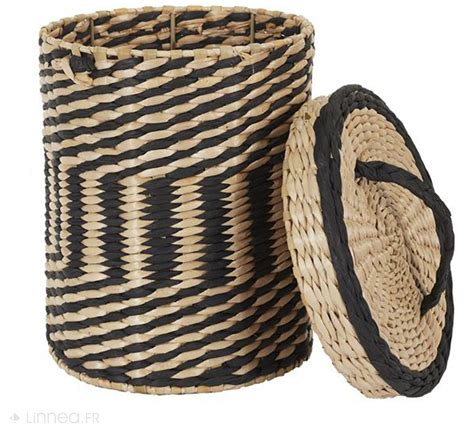 Lot de 2 paniers de rangement tressés avec couvercle 22x26 cm