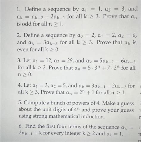 solved 1 define a sequence by a1 1 a2 3 and ak ak−2 2ak−1