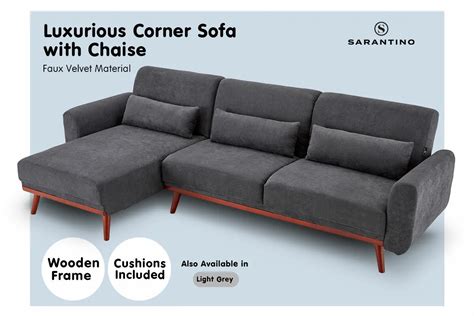 Gray Velvet Sofa With Chaise Lounge Cabinets Matttroy